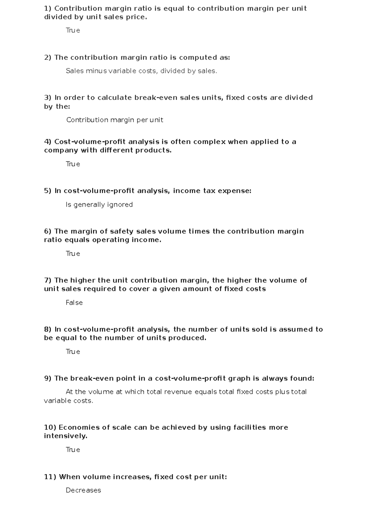 Chap 4 Fi Basics Stochats Completed - Contribution margin ratio is ...