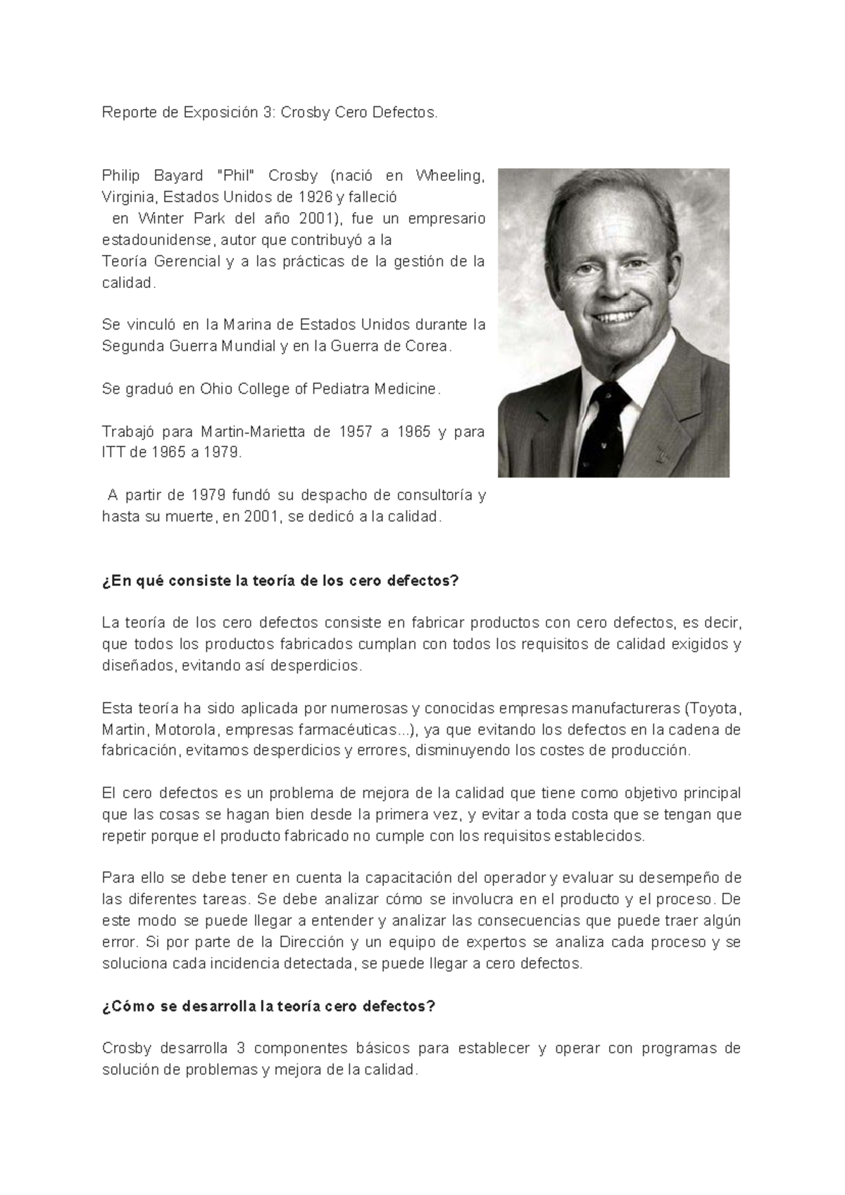 Crosby Cero Defectos - Philip Bayard "Phil" Crosby (nació en Wheeling ...