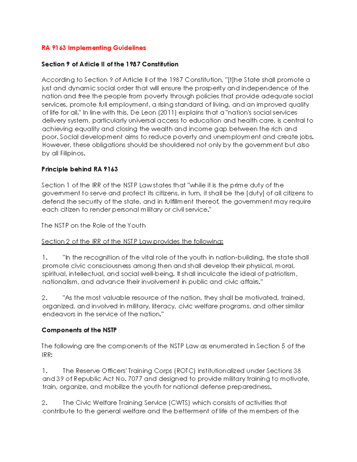 RA 9163 - This deals with the latest IRR of RA 9163, otherwise known as ...