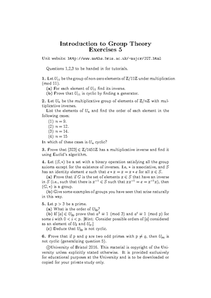 Introduction to Group Theory Exam 2020 - UNIVERSITY OF BRISTOL School ...