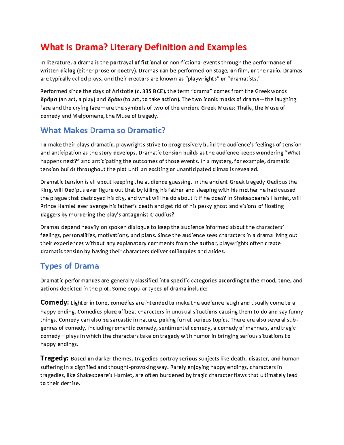 What Is Drama Literary Definition and Examples - Dramas can be ...