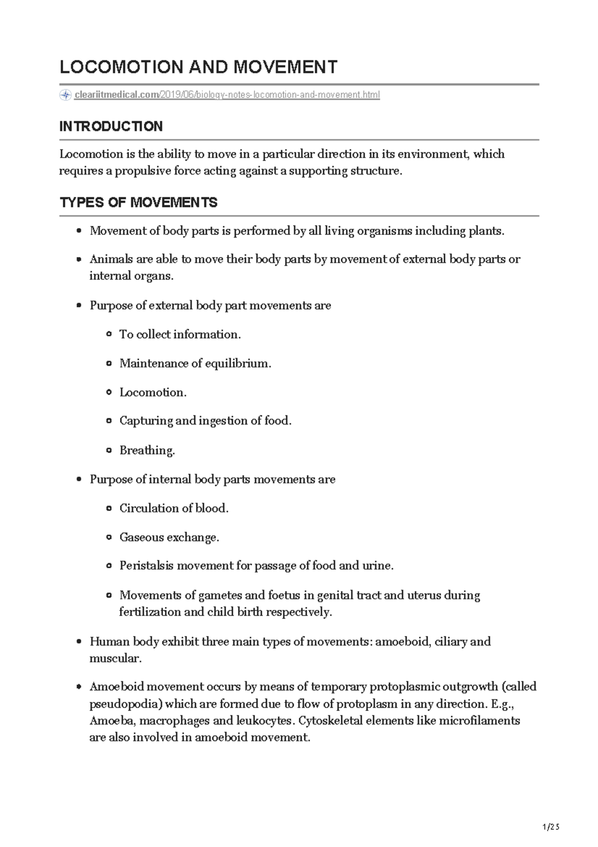 Locomotion AND Movement - LOCOMOTION AND MOVEMENT - Studocu