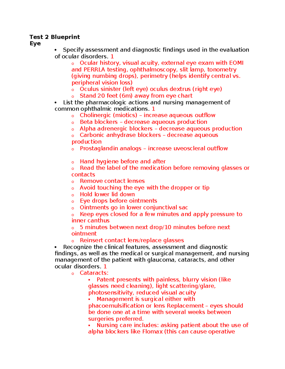 Test 2 Blueprint - Test 2 Blueprint Eye Specify assessment and ...