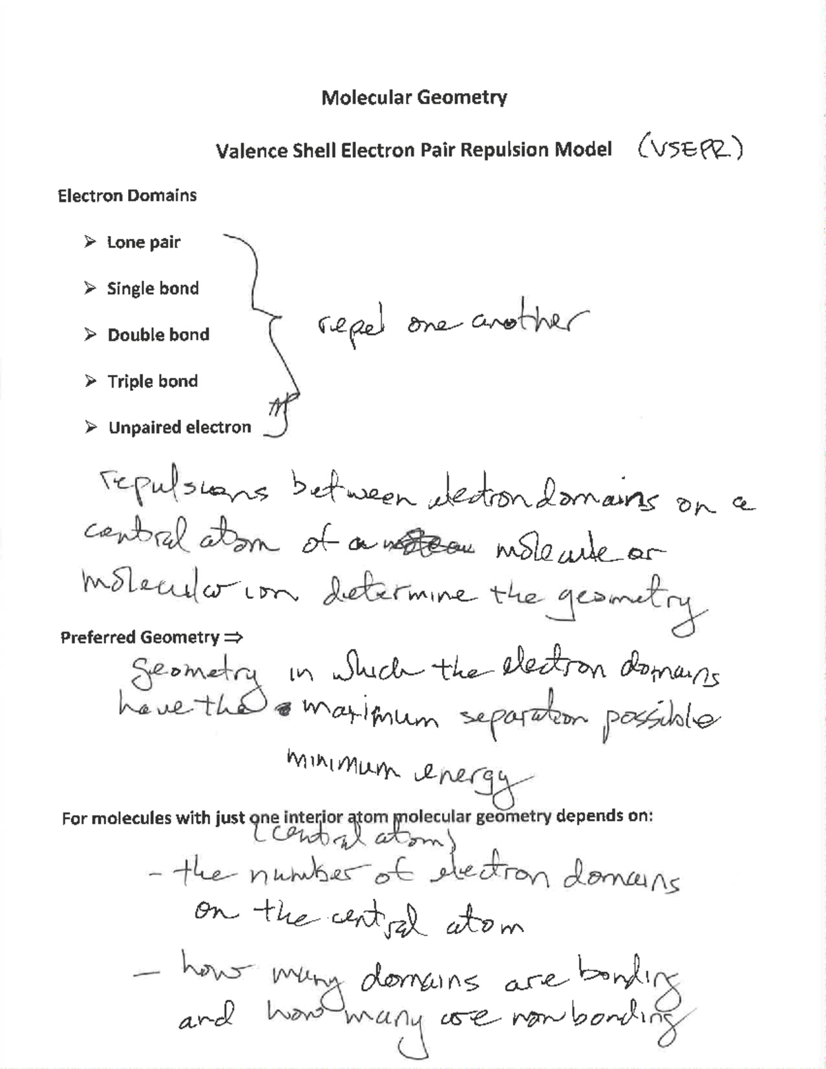 Molecular Geometry Lecture Notes - CHE 111 - Studocu