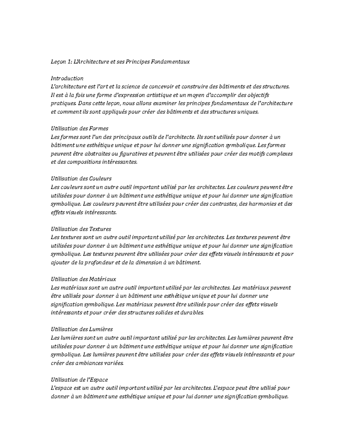 Architecture Study Notes - Leçon 1: L'Architecture et ses Principes ...