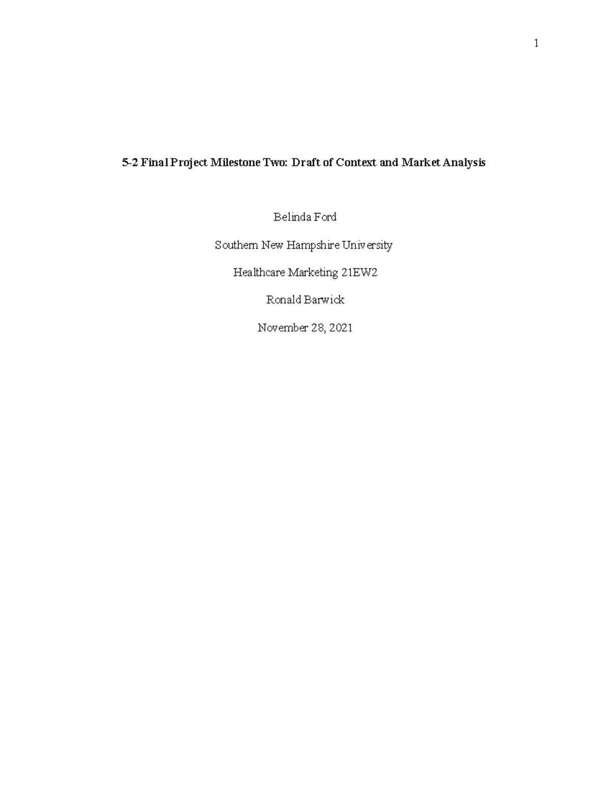 5-2 Final Project Milestone Two Draft of Context and Market Analysis ...