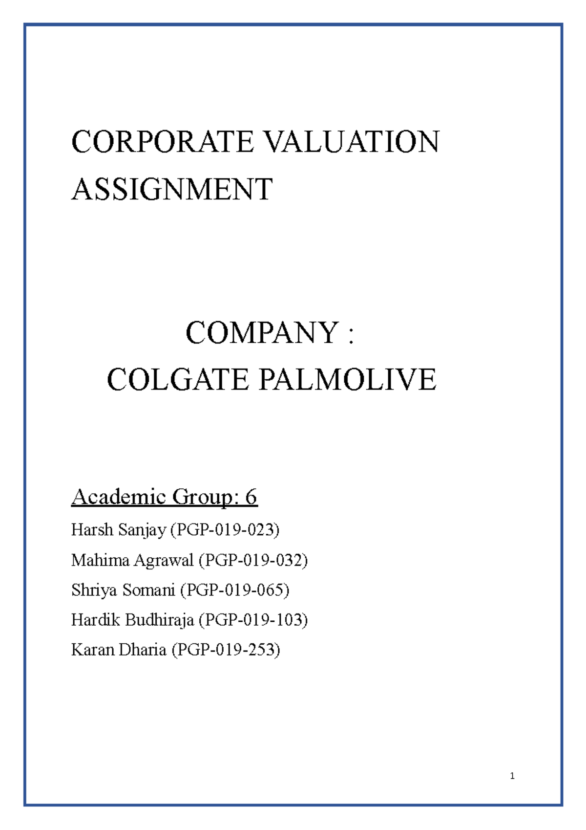 Acad Group 6 CV - ABCD - CORPORATE VALUATION ASSIGNMENT COMPANY ...