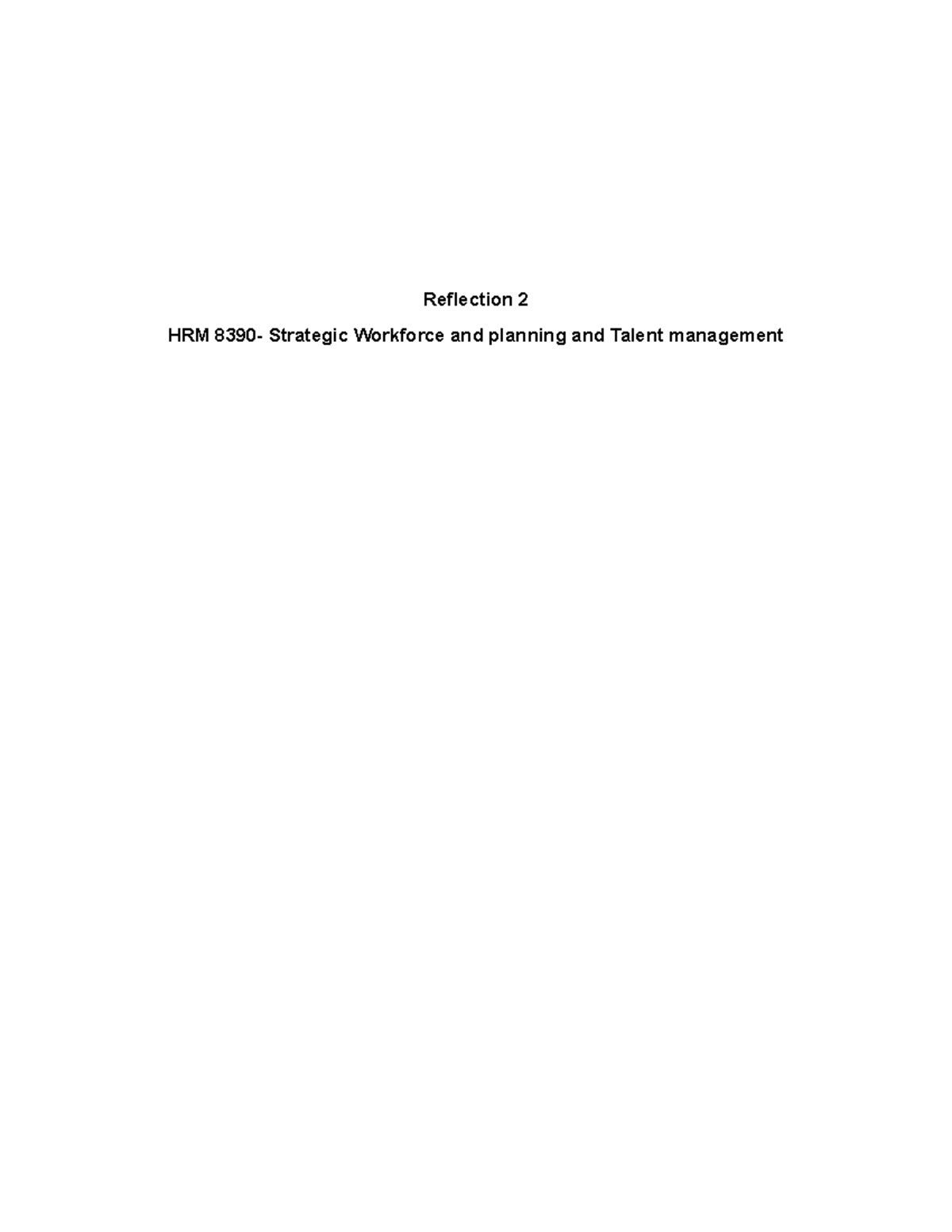 Hrm 8390 - Hrm 8390, reflection 2. - Reflection 2 HRM 8390- Strategic ...