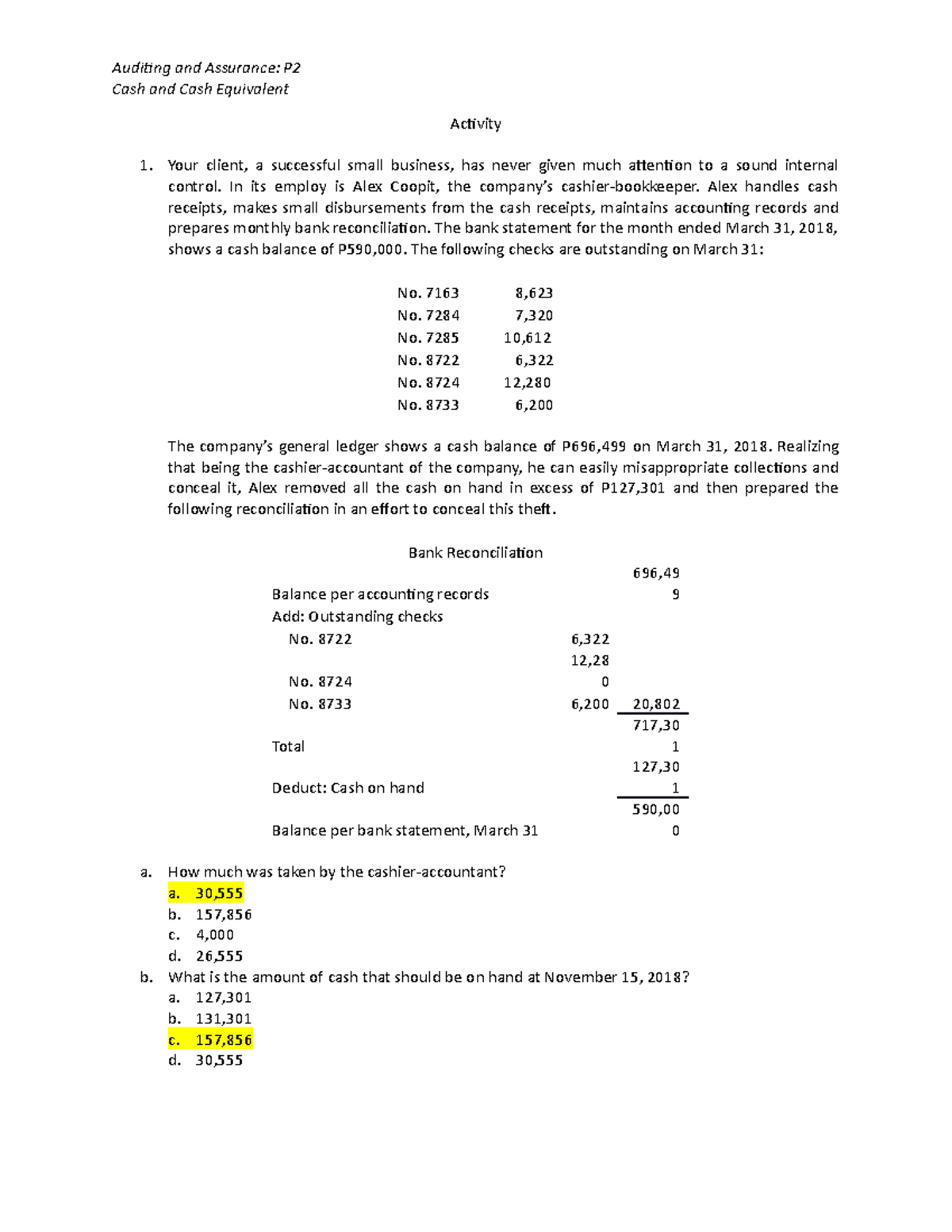 activity-cash-short-problems-for-cash-cash-and-cash-equivalent