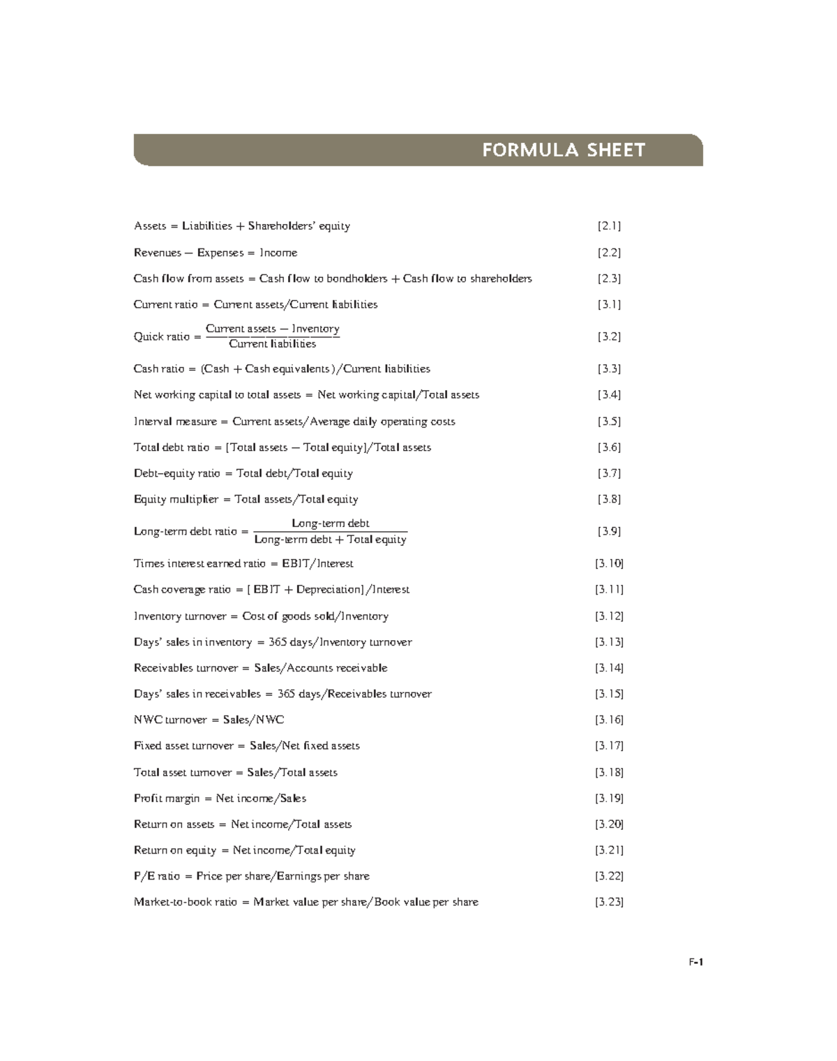Formula Sheet F1 F8 - efajwpfinawoienf - Assets = Liabilities ...