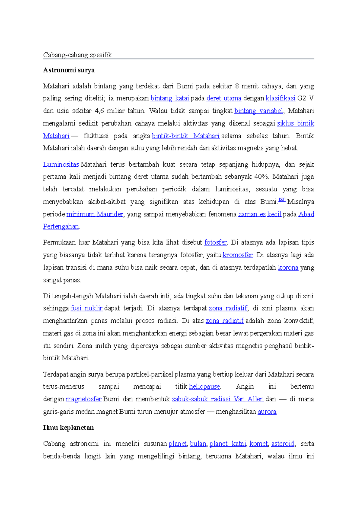 Cabang spesifik astronomi - Cabang-cabang spesifik Astronomi surya ...