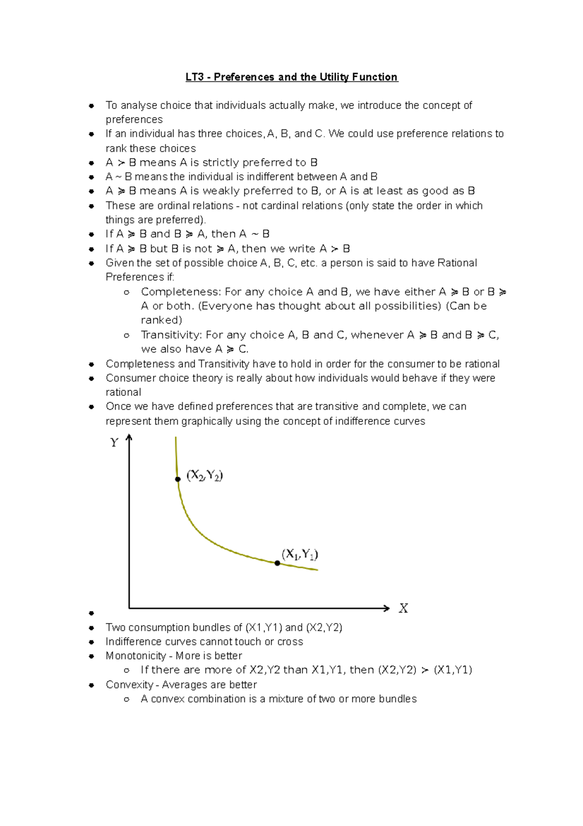 LT3 - Preferences and the Utility Function - We could use preference relations to rank these ...