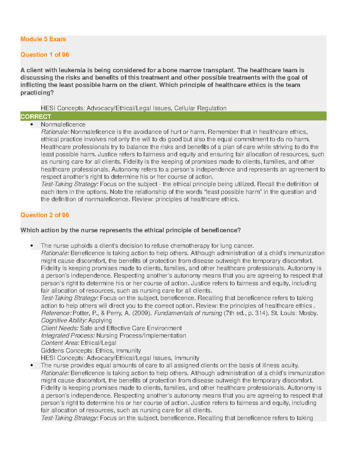Capstone Module 5 Exam 100 Q w rationales - Module 5 Exam Question 1 of ...
