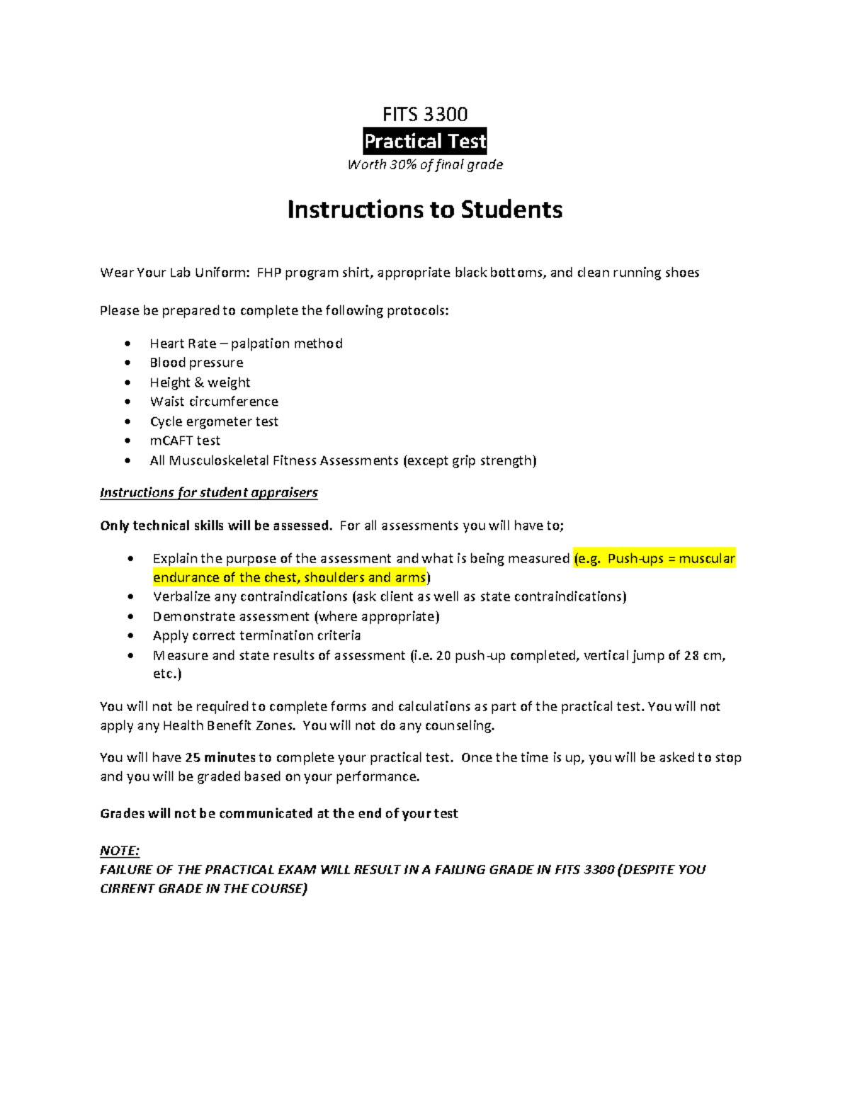 Practical Test - Instructions to Students - FITS 3300 Practical Test ...