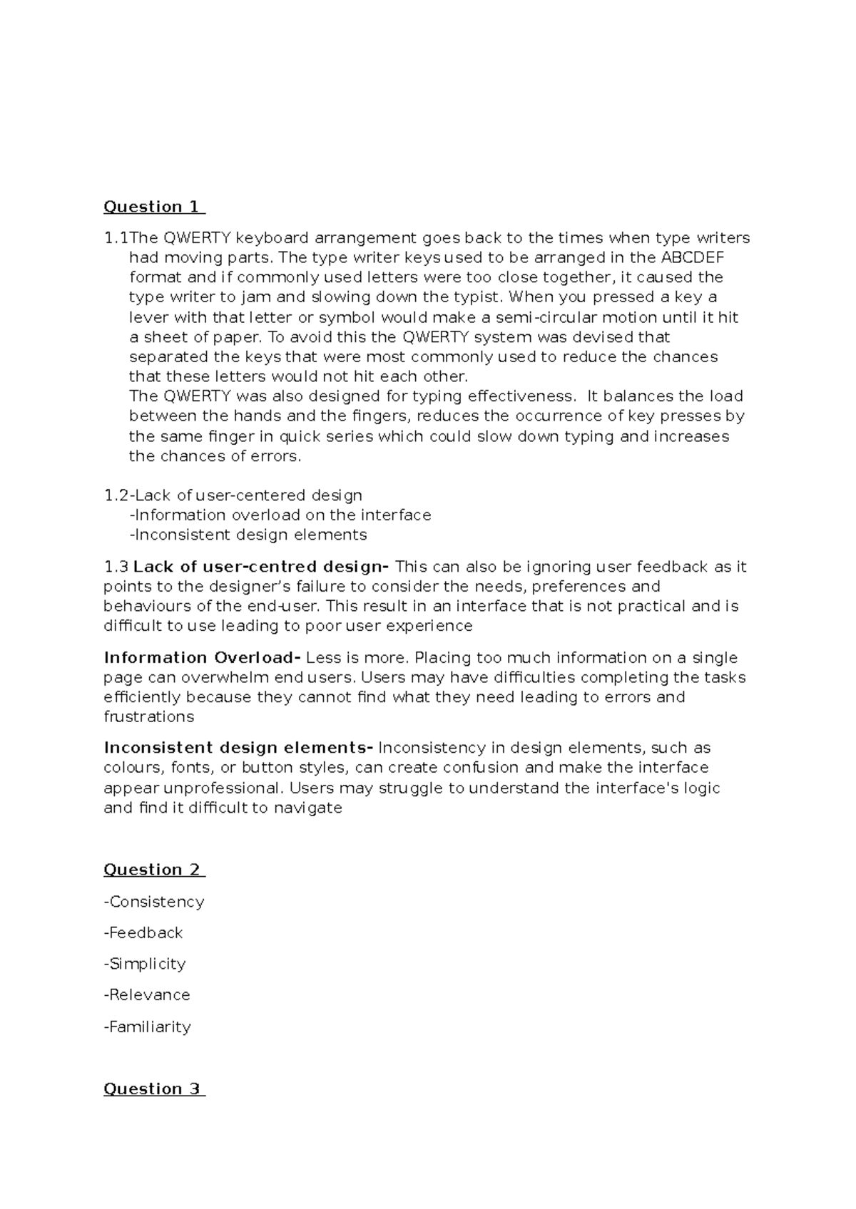 INF1520 assignment 3 - Question 1 1 QWERTY keyboard arrangement goes back to the times when type ...