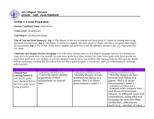 ELM-470 3-day unit plan template - Section 1: Lesson Preparation ...