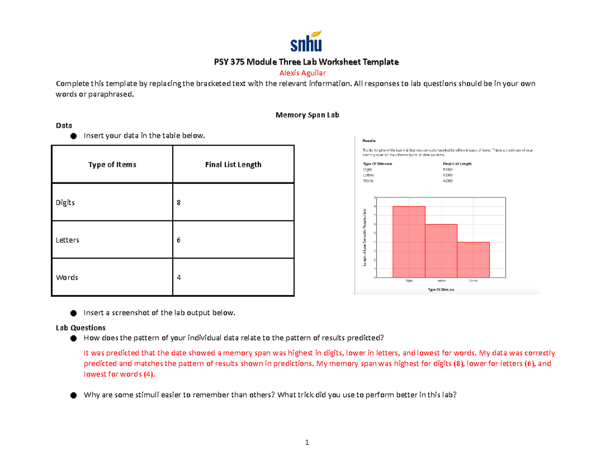 PSY 375 Module Three Lab Worksheet Template - PSY 375 Module Three Lab ...