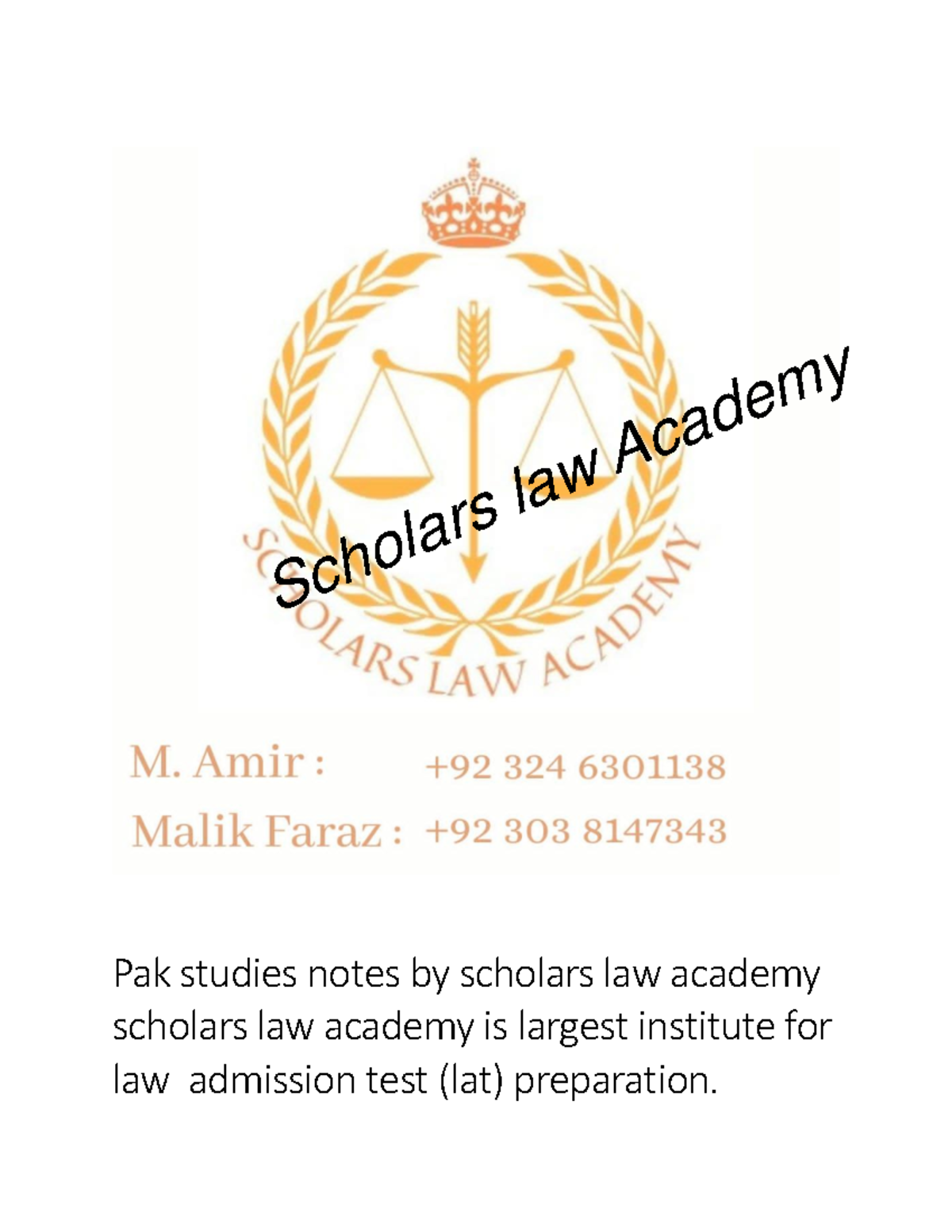 Pak studies notes set 2 By SLA - Pak studies notes by scholars law ...