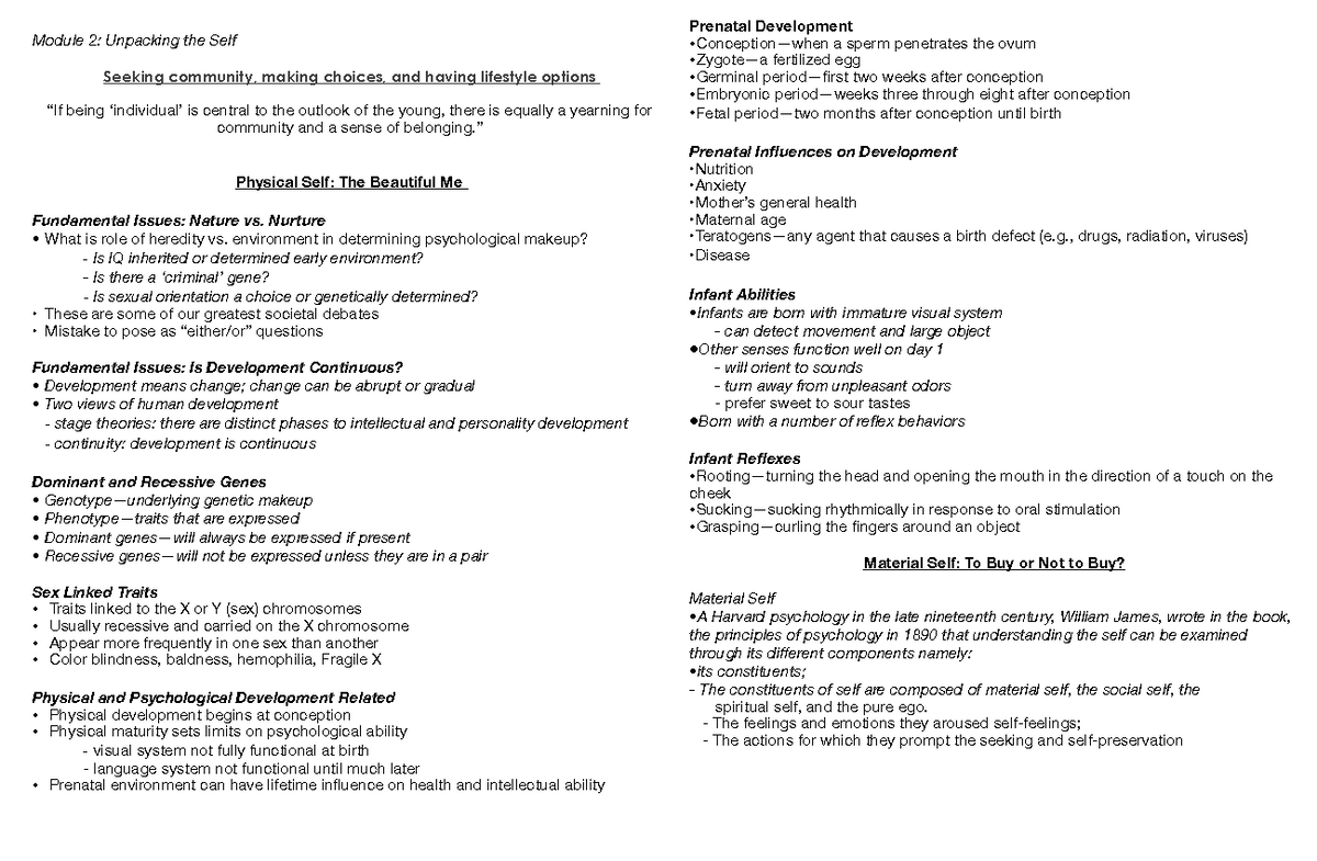 UTS Module 2 - UTS - Prenatal Development • Conception—when a sperm ...