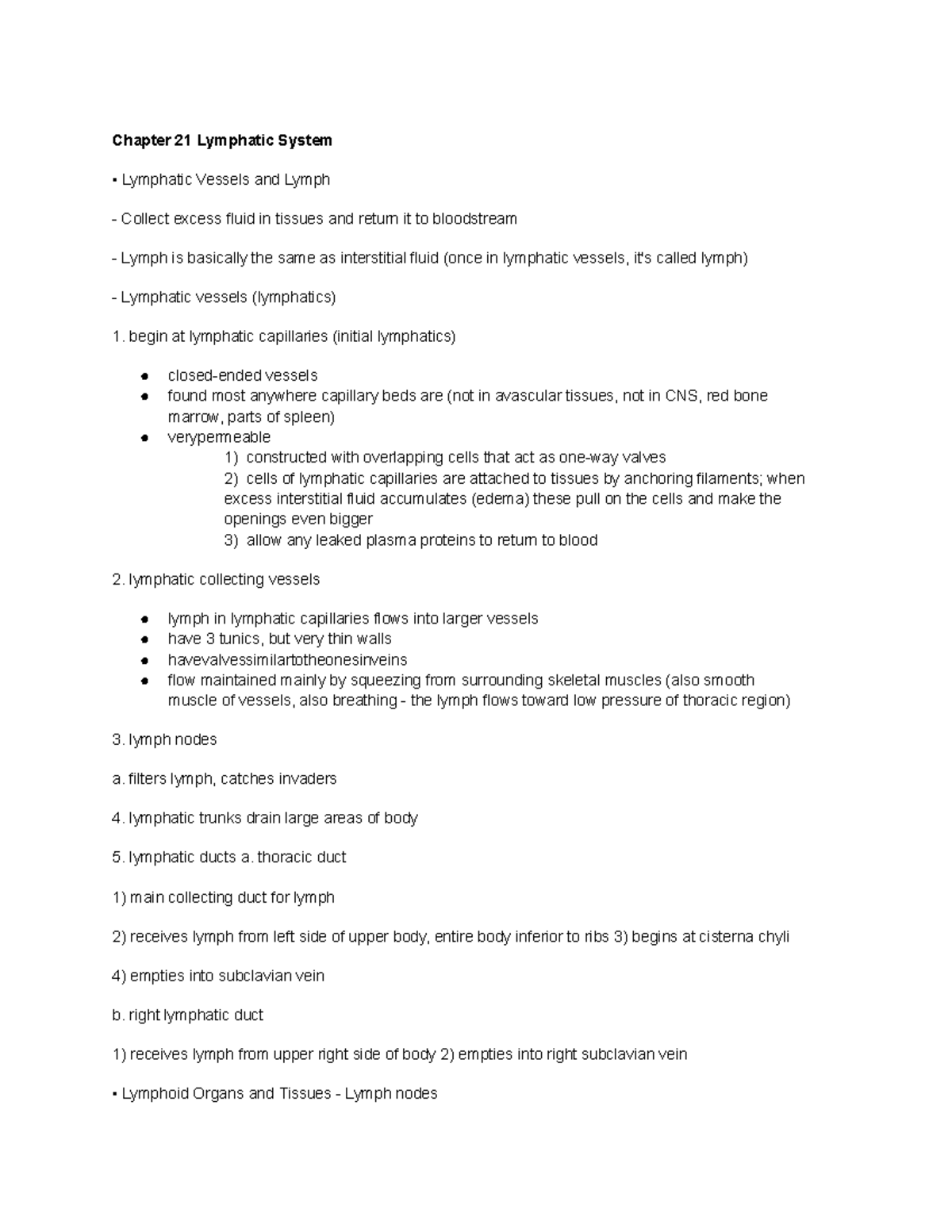 Anatomy chp 21-22 notes - Chapter 21 Lymphatic System Lymphatic Vessels ...