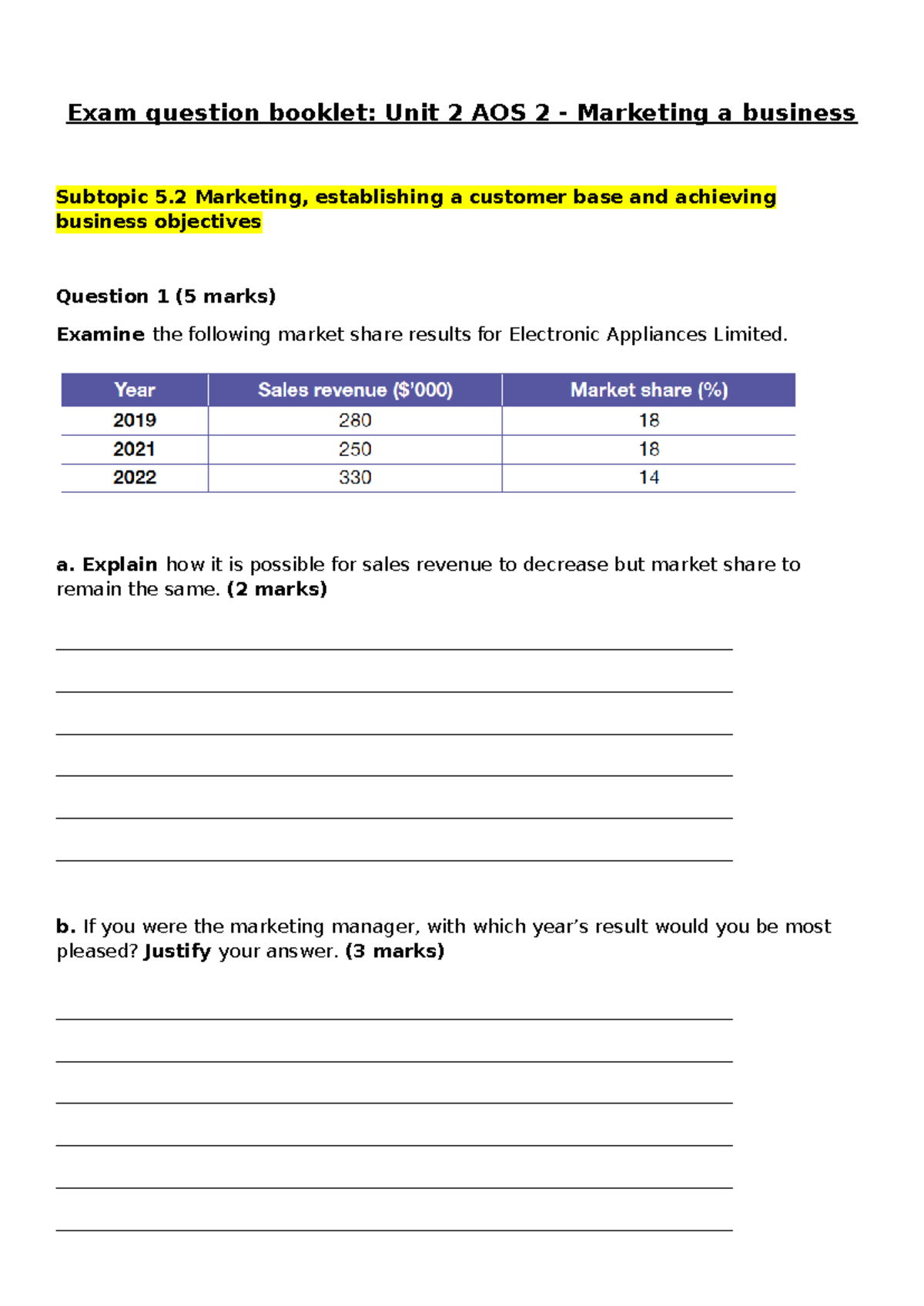 U2 AOS 2 - Exam question booklet 2 - Exam question booklet: Unit 2 AOS ...