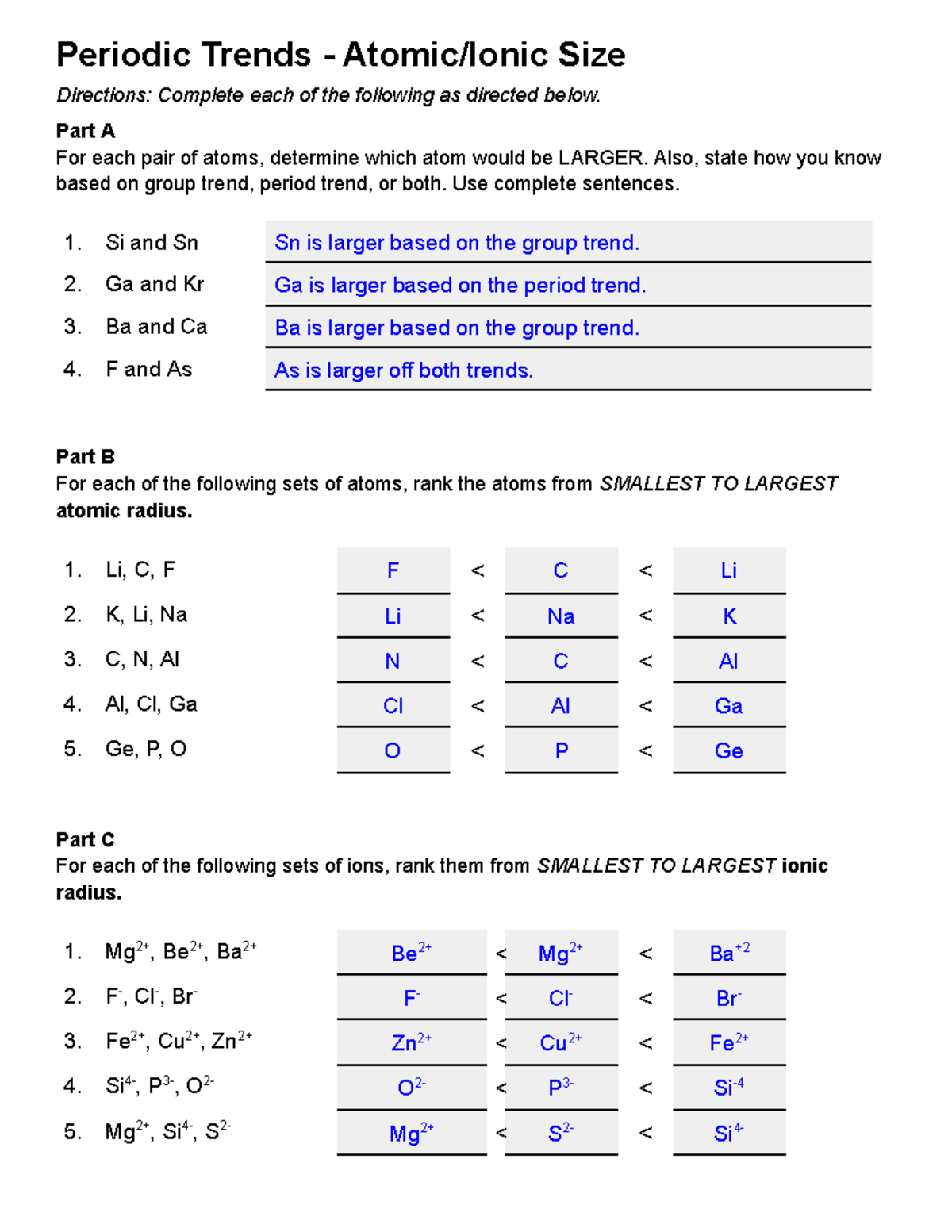 Periodic Trends - Atomic Ionic Size and Ionization Energy ...