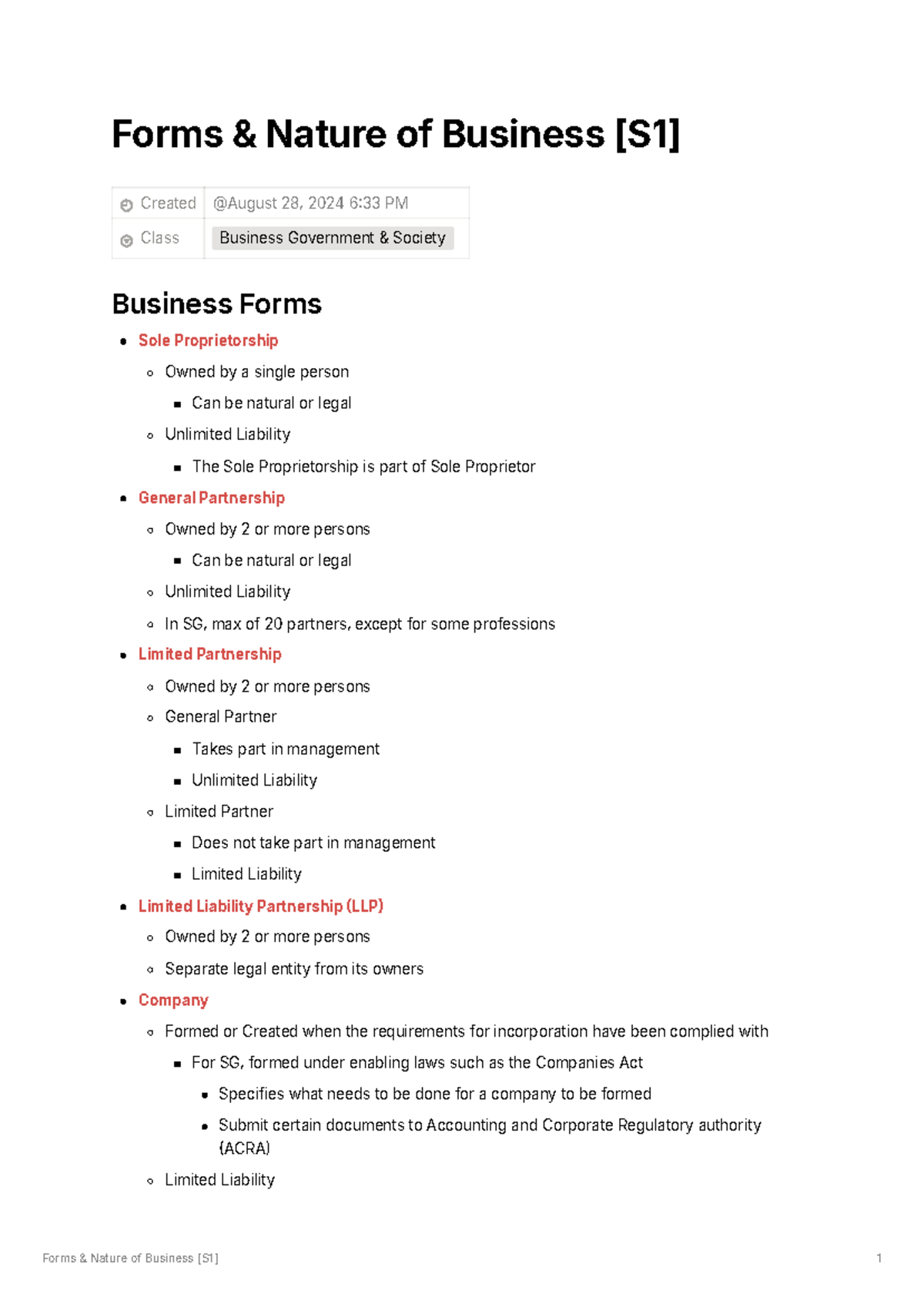 Forms Nature of Business - Forms & Nature of Business [S1] Created ...