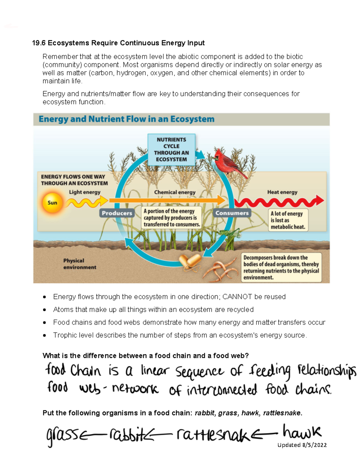 communities and ecosystems - Updated 8/5/ 19 Ecosystems Require ...