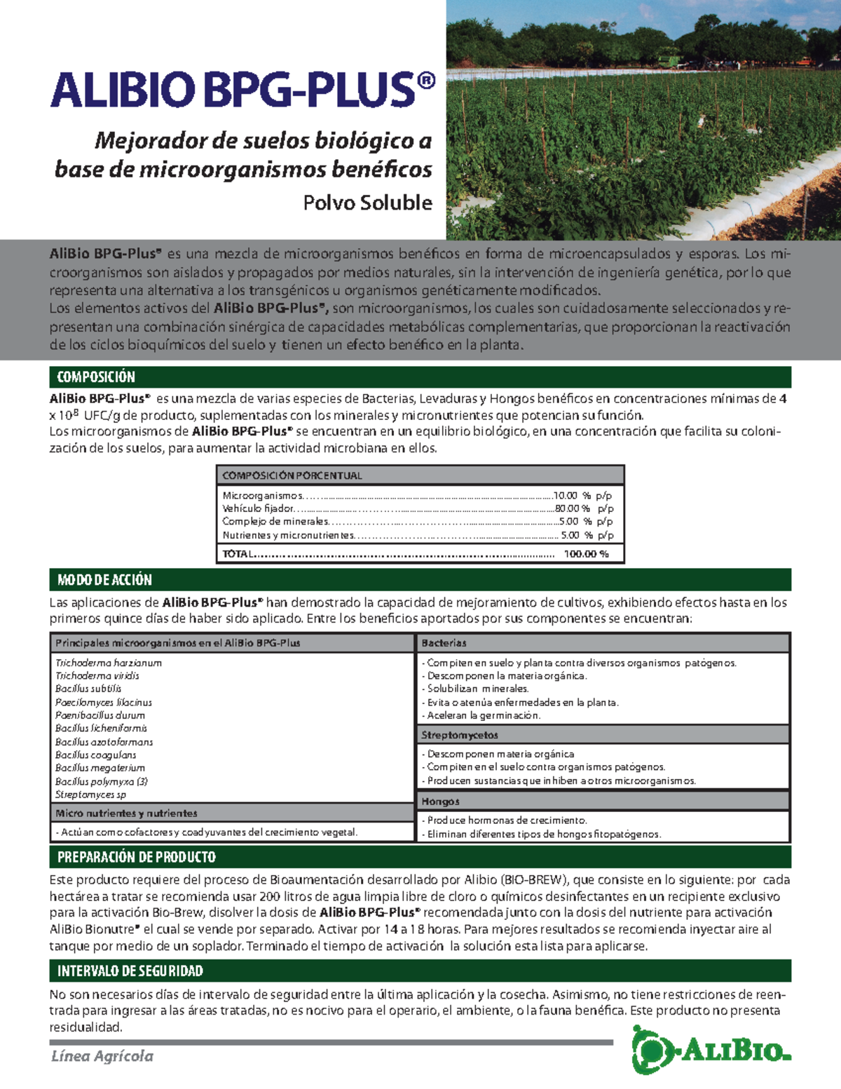 Ficha Tecnica - ALIBIO BPG-PLUS® Polvo Soluble Mejorador de suelos ...