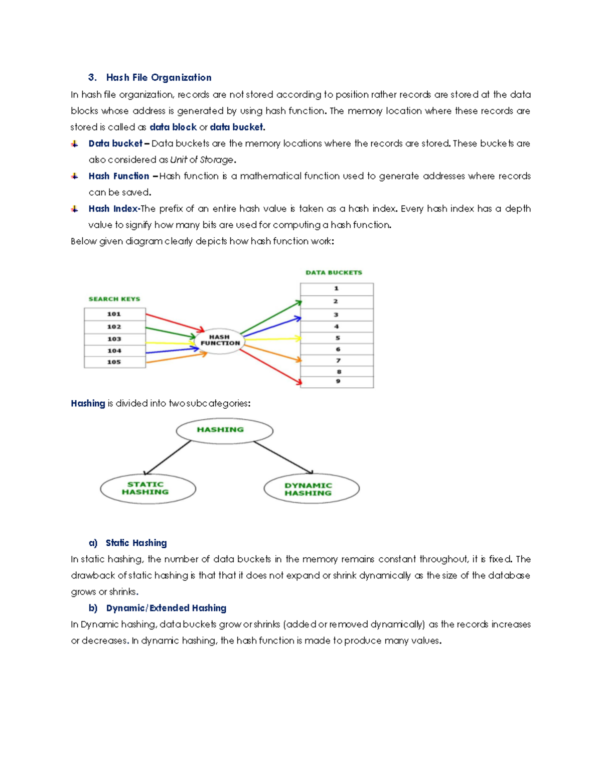 CSC 211 Lecture note - 3. Hash File Organization In hash file ...