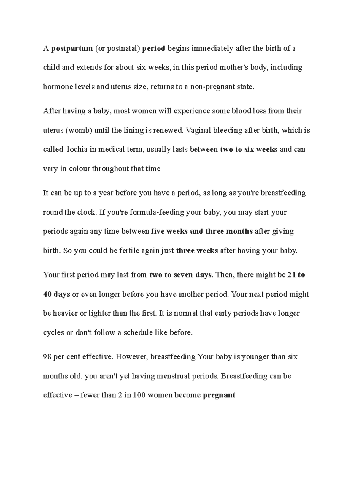 Trigger week 4 - very good resources - A postpartum (or postnatal ...