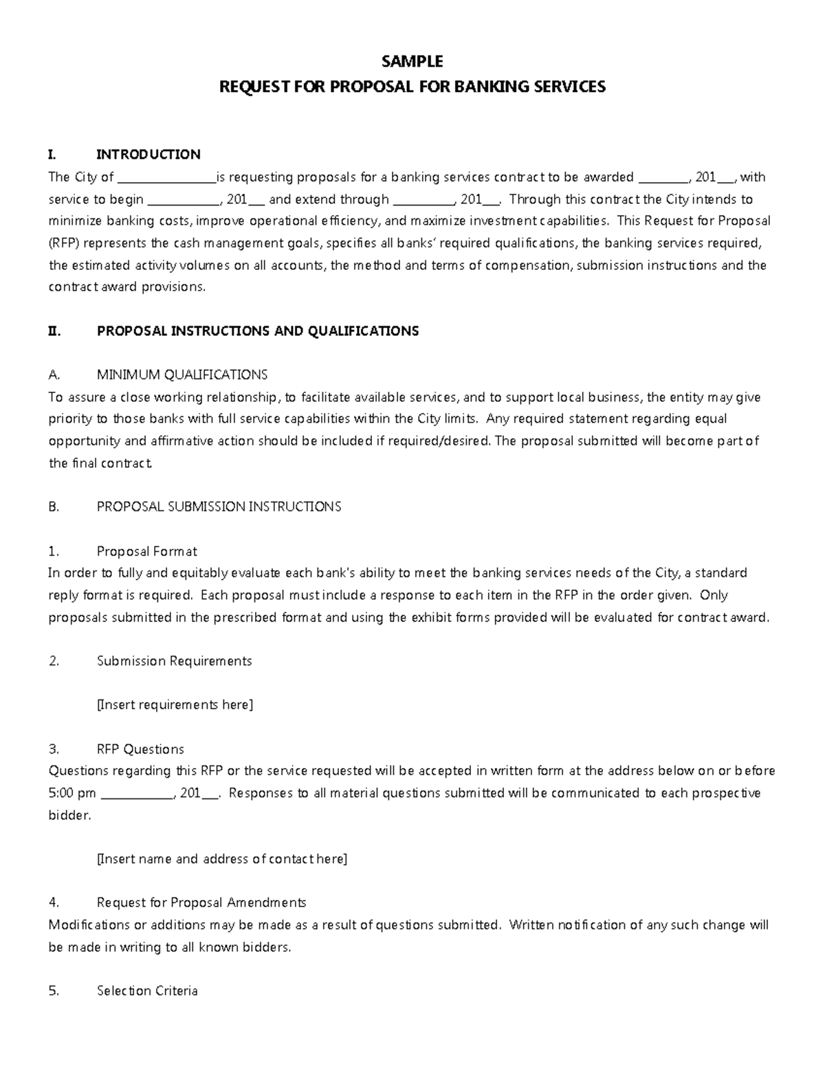 Request for proposal template 15 - SAMPLE REQUEST FOR PROPOSAL FOR ...