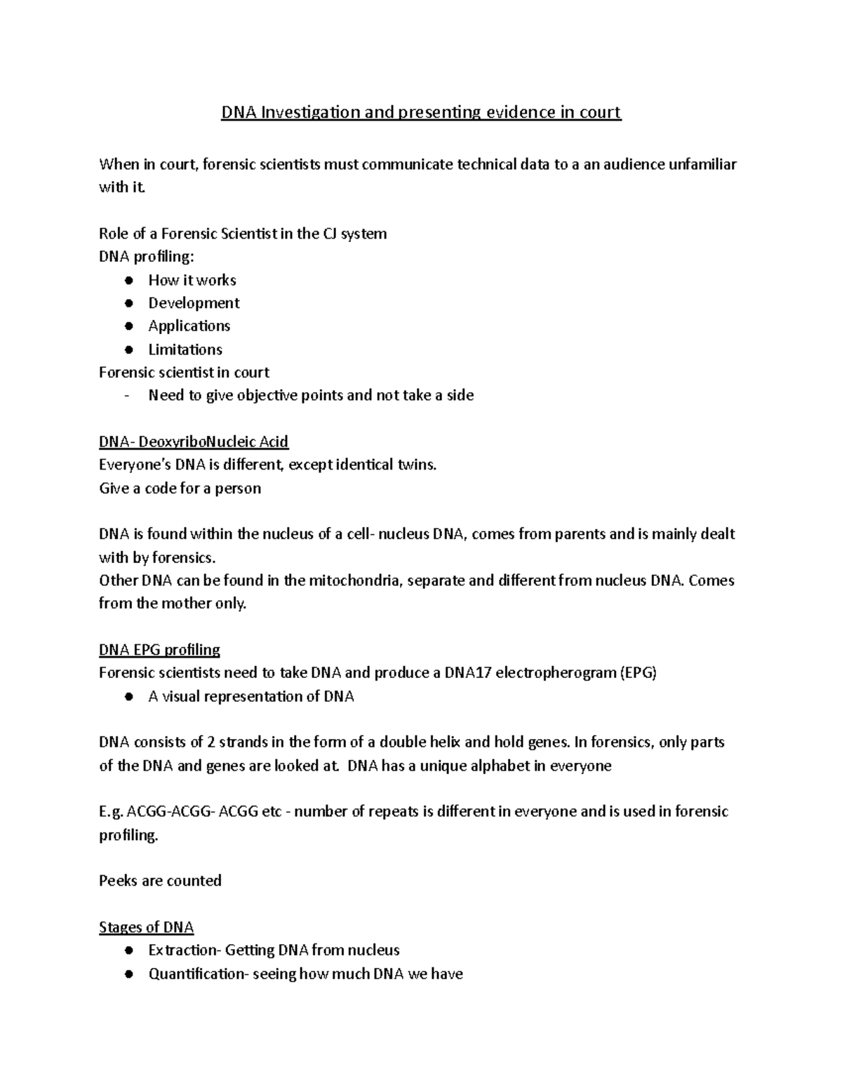 DNA Investigation and presenting evidence in court - Role of a Forensic ...