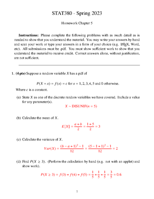 STAT380 S23 Homework Ch6 Solutions - STAT380 - Spring 2023 Homework Chapter 6 Instructions ...