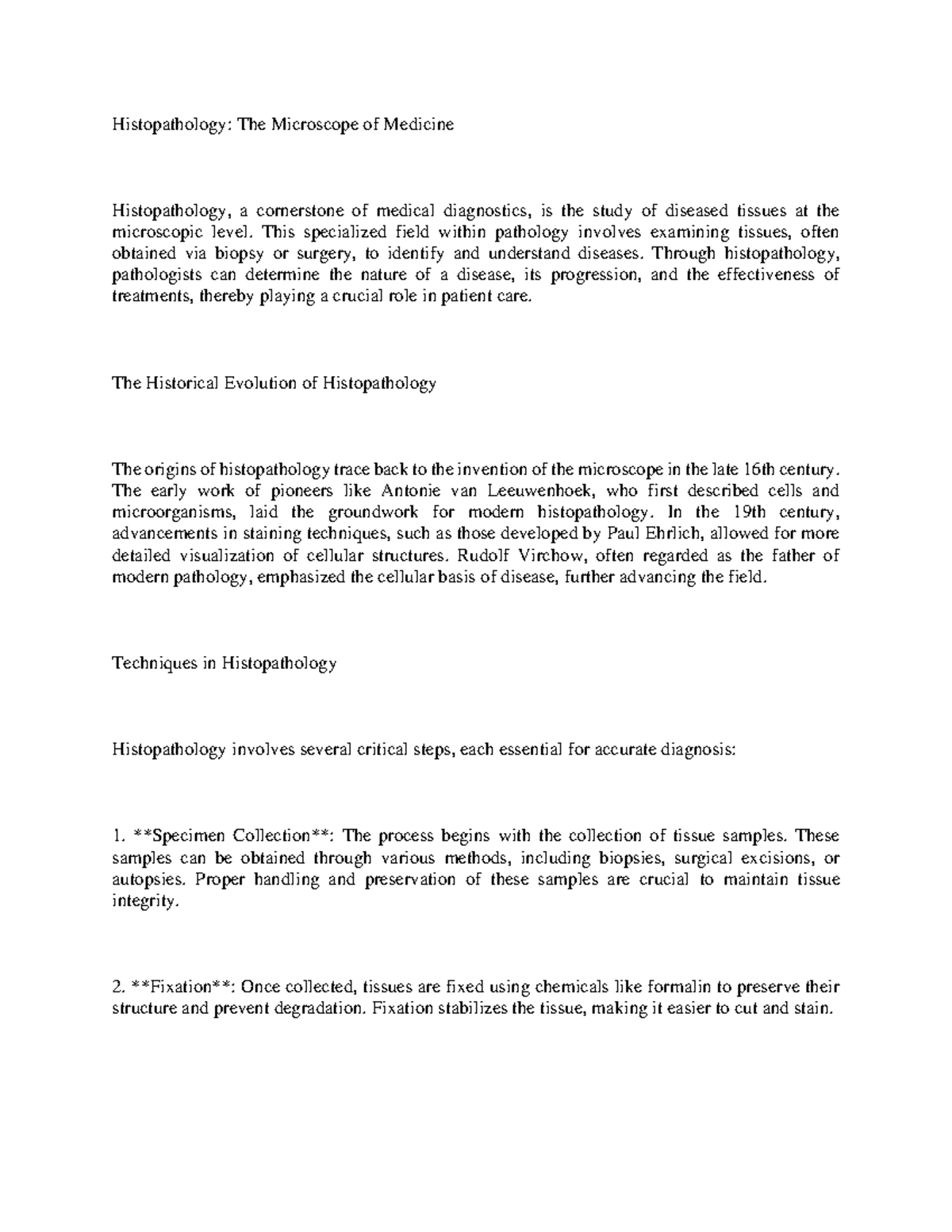 Histopath - Histopathology: The Microscope of Medicine Histopathology ...