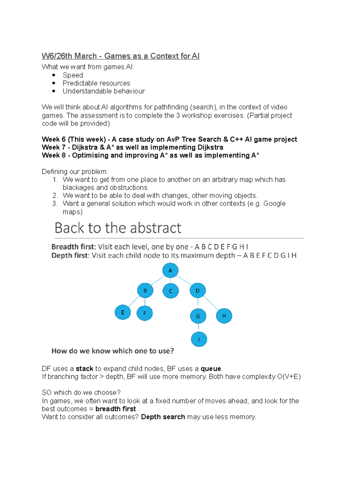 Week 6 - Lecture notes 6 - W6/26th March - Games as a Context for AI ... Week 6 - Lecture notes 6 - W6/26th March - Games as a Context for AI ...