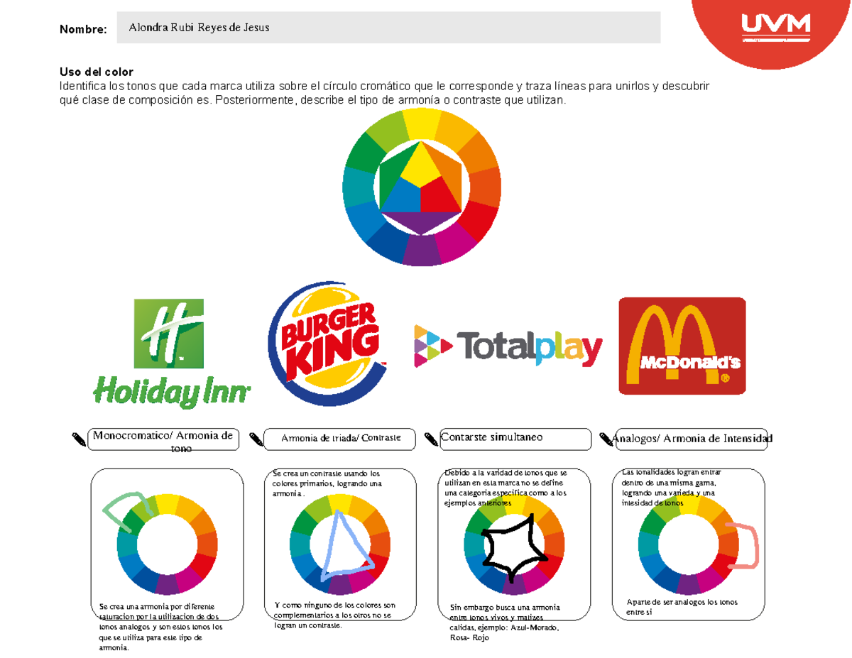 U2 Uso Color Teoria del color - Nombre: Uso del color Identifica los ...