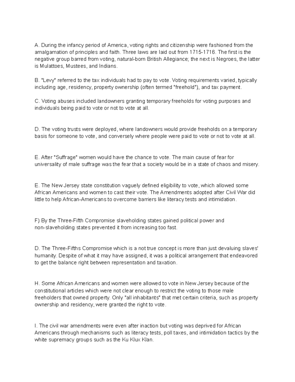 4 17 - Gyatt - A. During the infancy period of America, voting rights ...