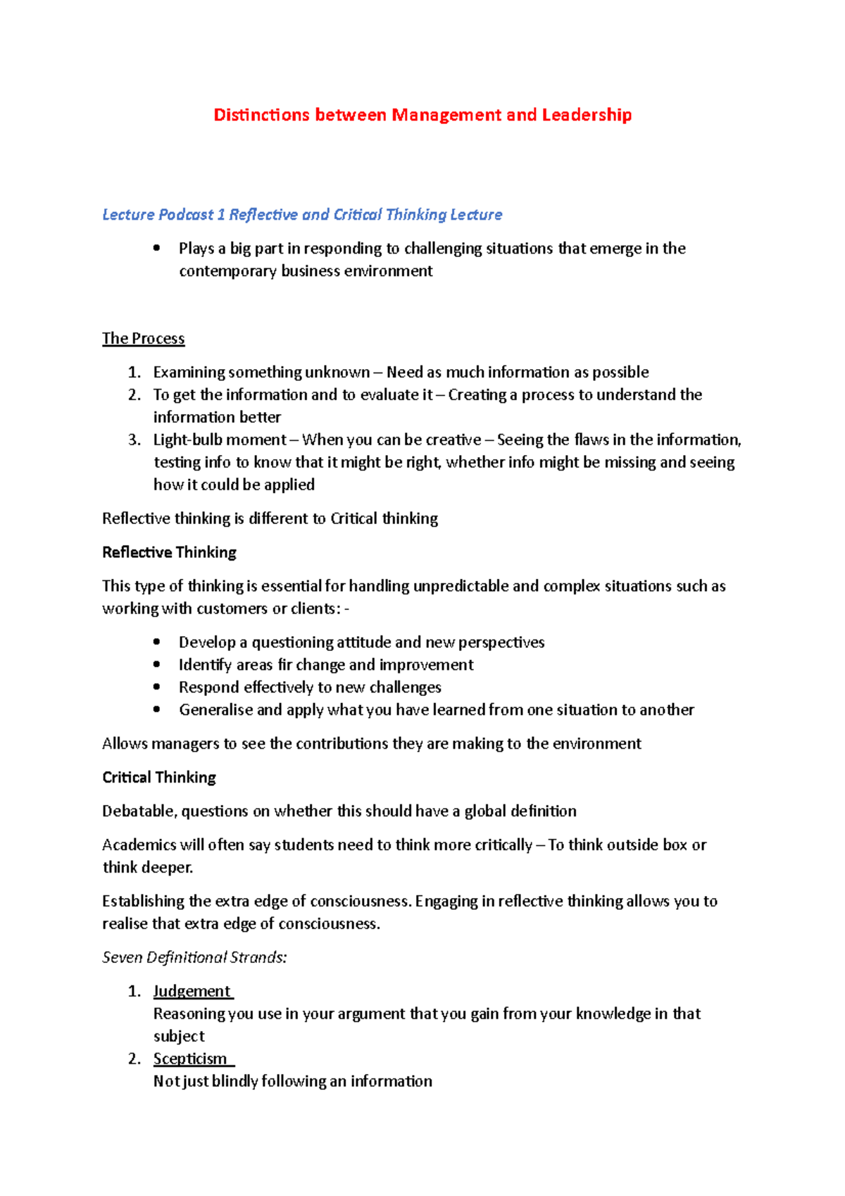 Module 2 Distinctions of Management and Leadership - Distinctions ...