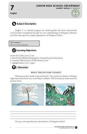 Module 7- Parts and Kinds of Paragraph - English 7 is a standard ...
