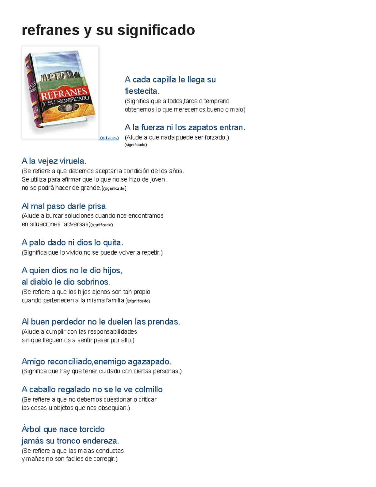 Los Mejores Refranes y su Significado - refranes y su significado ...