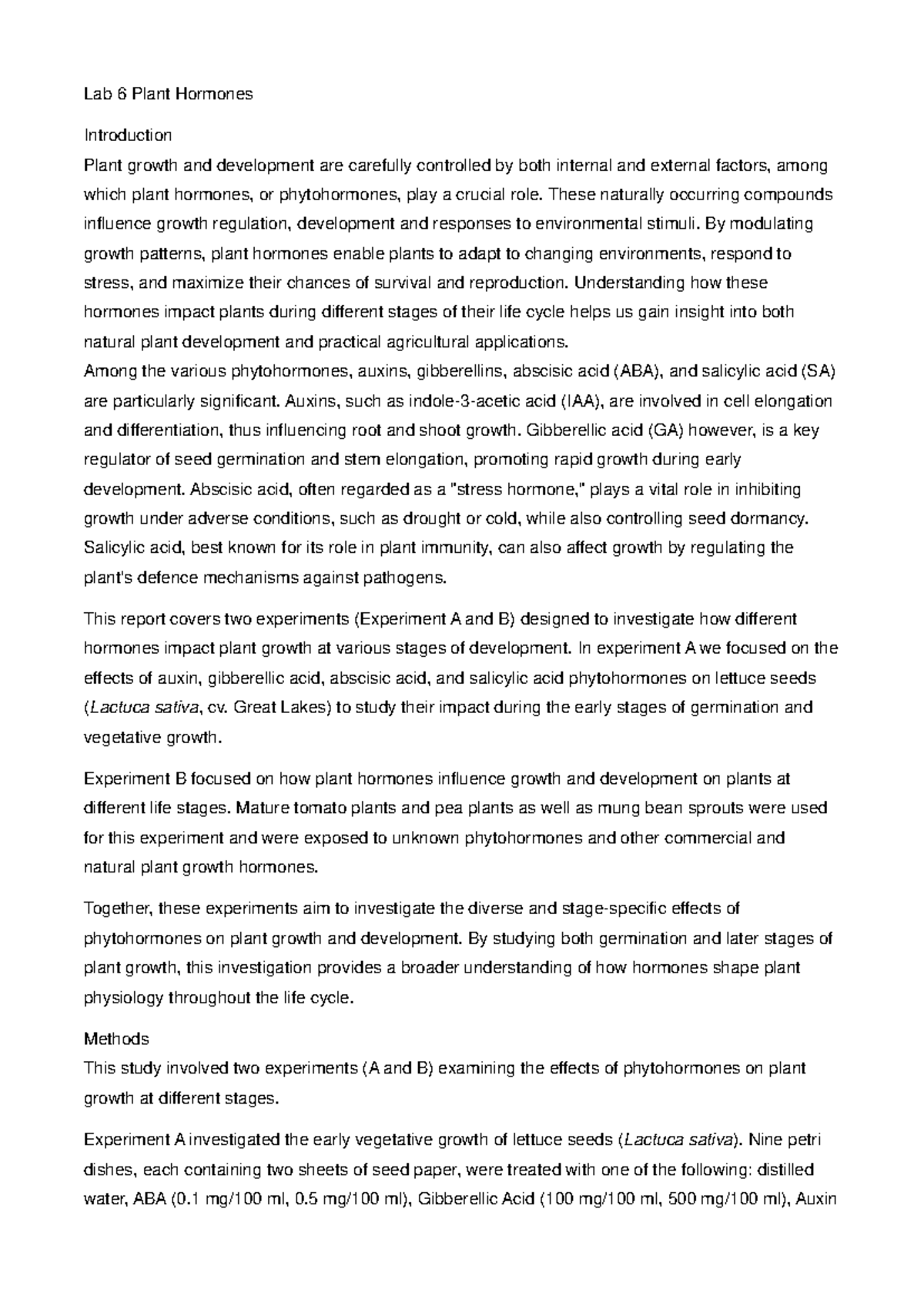 Lab6-Report - Lab 6 mandatory assignment for 2024 sem 2 - Lab 6 Plant ...