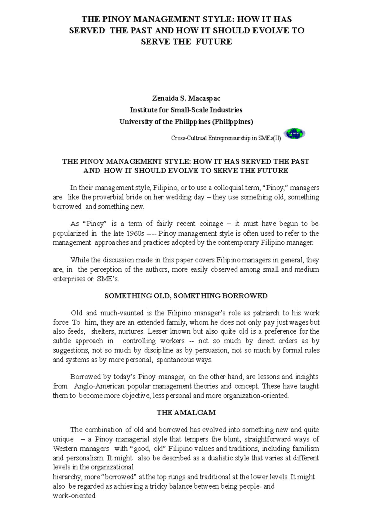 The pinoy management style how it has served the past and how it should ...