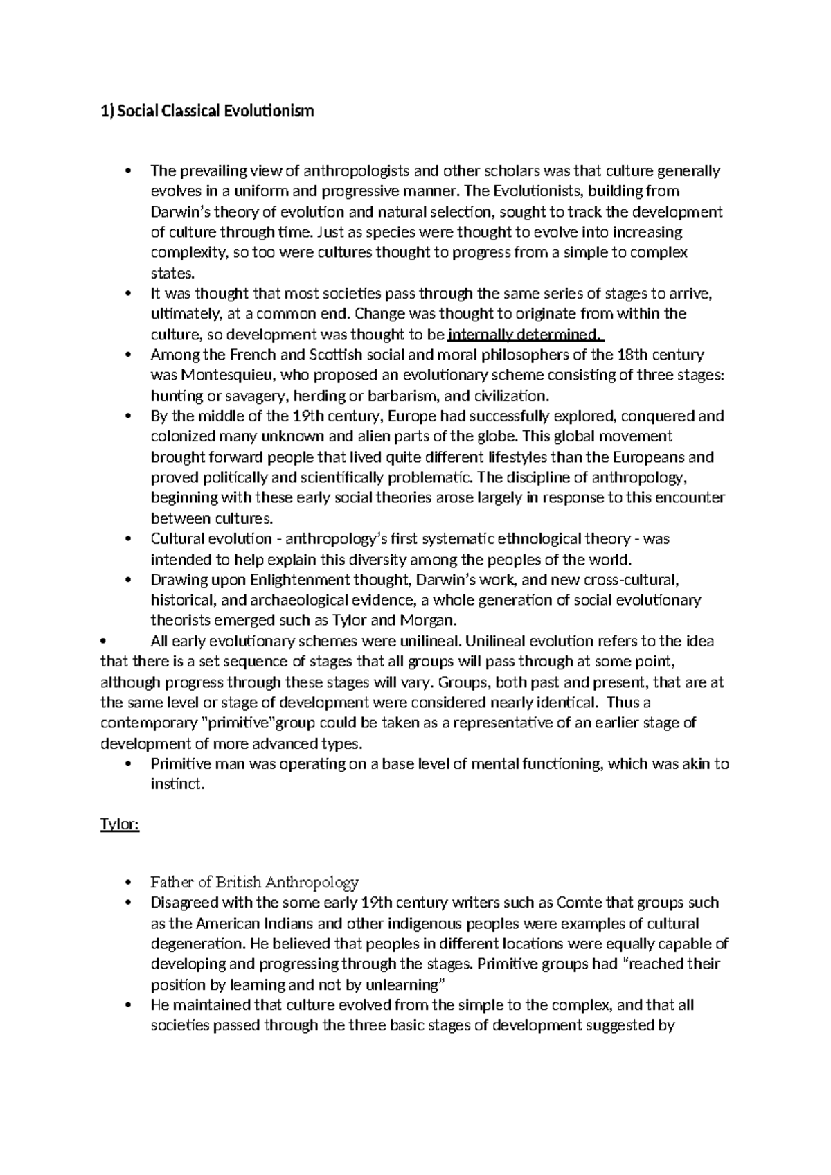 Anthropological Theories - 1) Social Classical Evolutionism The ...