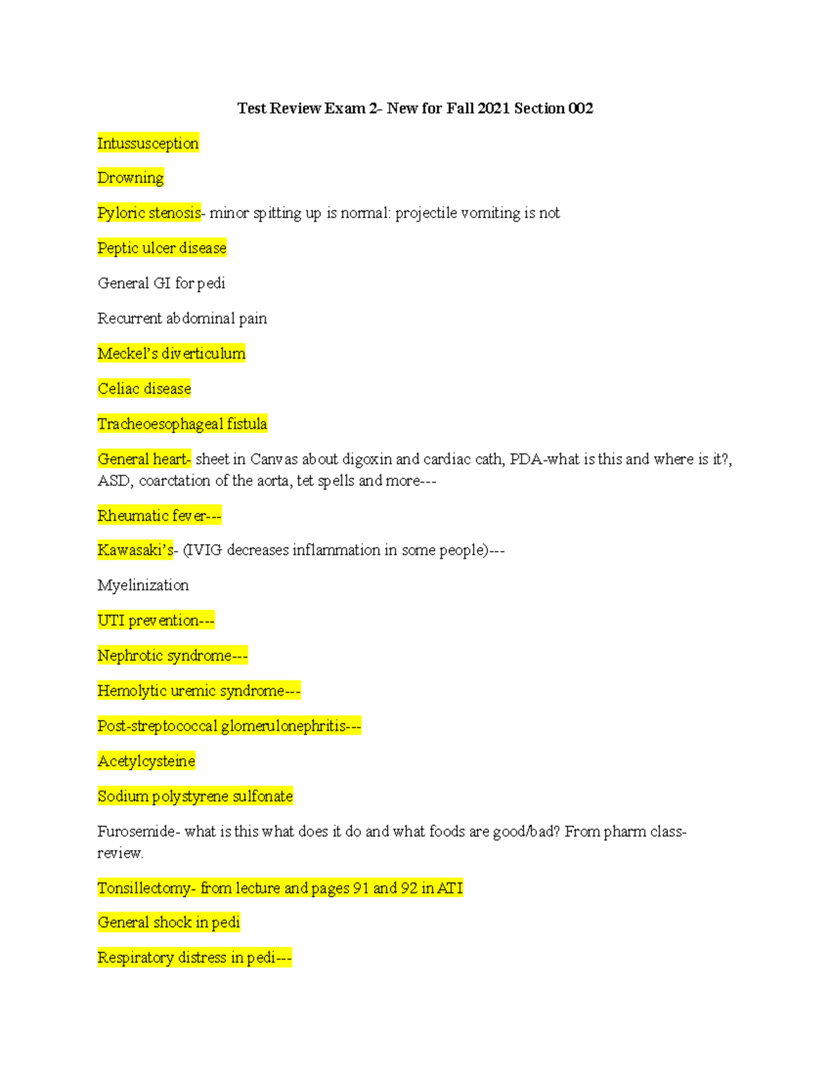 Test Review Exam 2 new for section 002 2020 - Test Review Exam 2- New ...