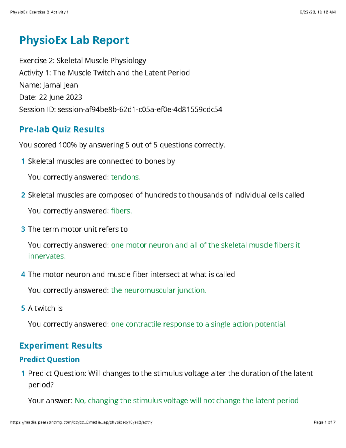 Physio Ex Exercise 2 Activity 1 - PhysioEx Lab Report Exercise 2 ...