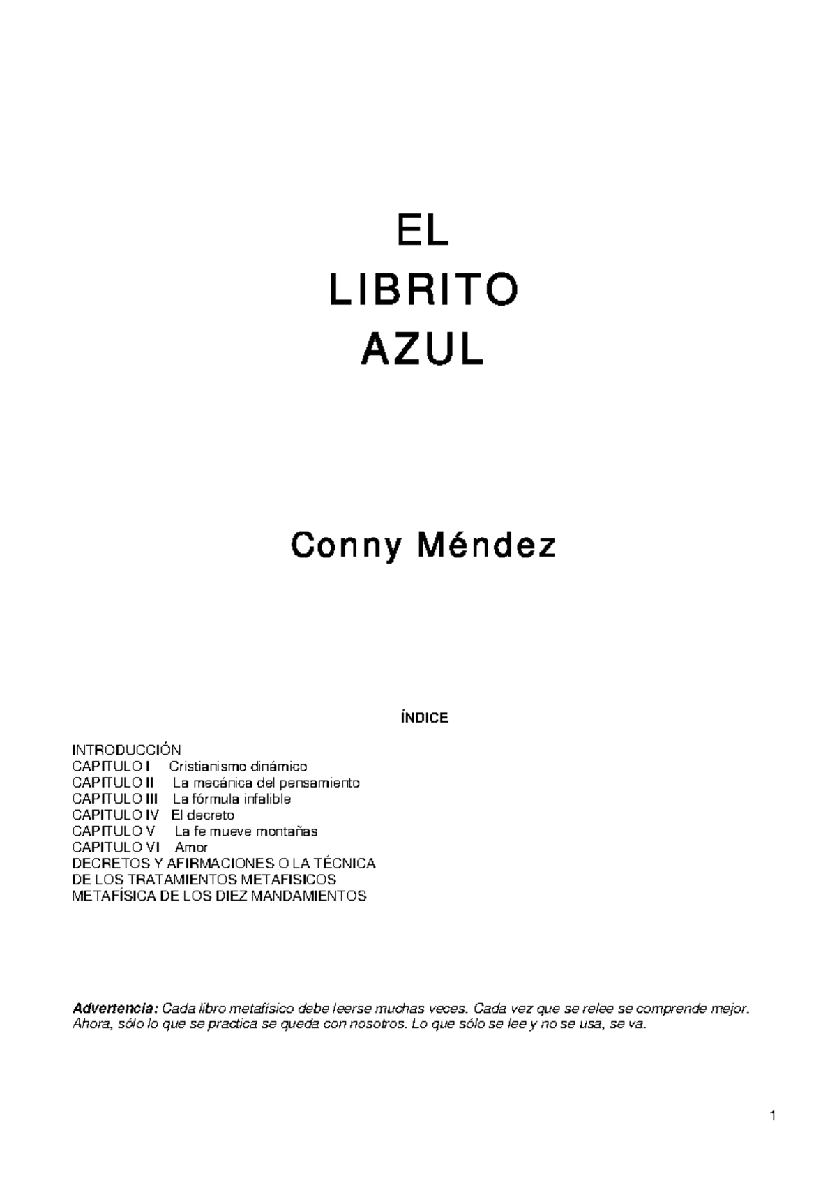 El Librito azul - Conny Mendez - EL LIBRITO AZUL Conny Méndez ÍNDICE ...