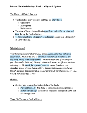Chapter 1 Notes Part 1 - Earth Through Time Chapter 1 Notes 1 Key ...