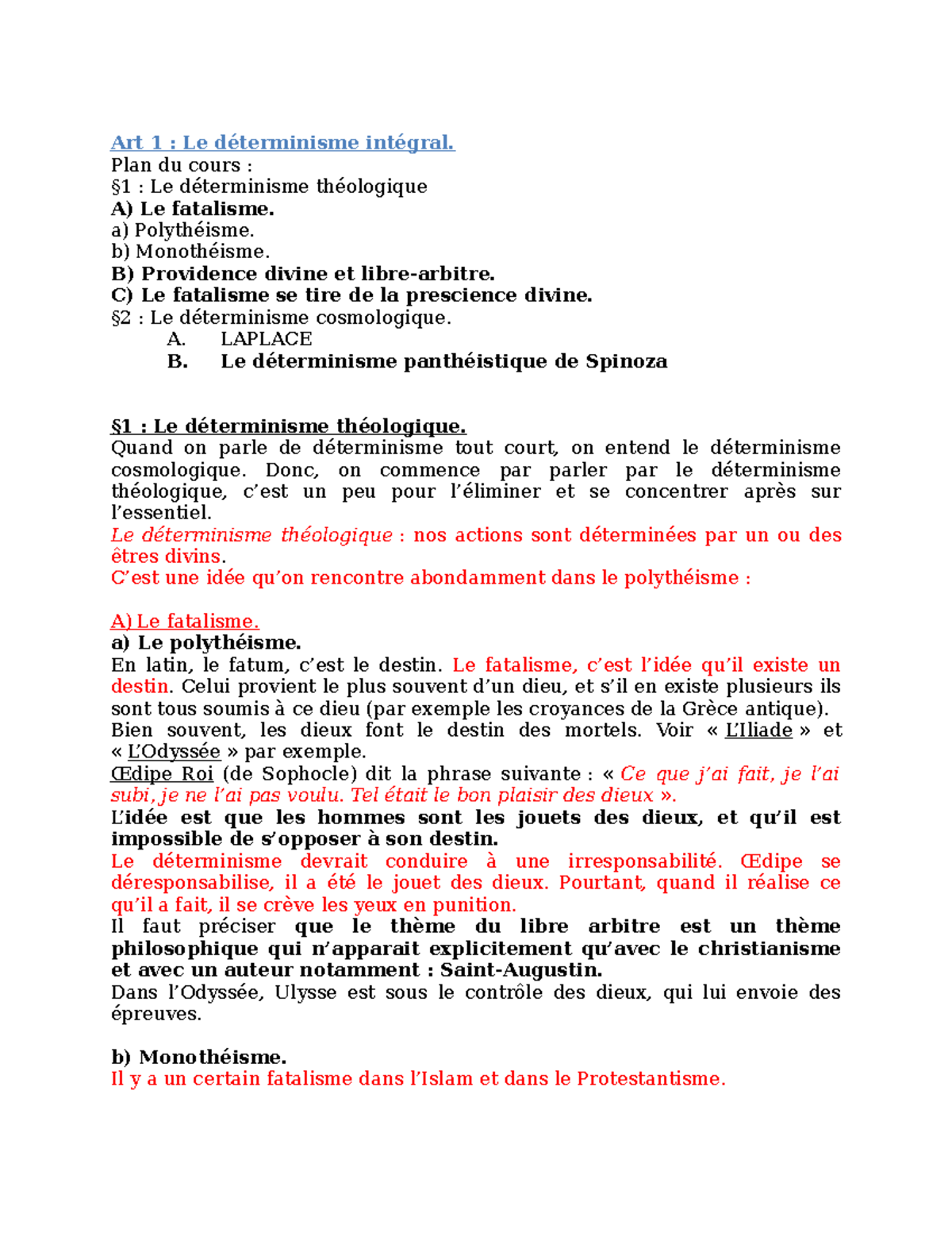 Art 1- le déterminisme intégral - copie - Art 1 : Le déterminisme ...