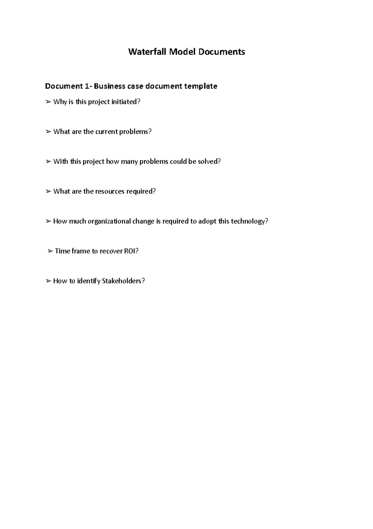 Waterfall Model Documents - Waterfall Model Documents Document 1 ...